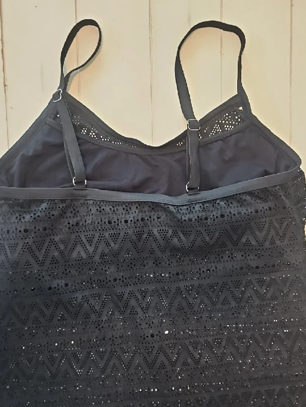 Swim | Black Lace Tankini Top And Bikini Bottomssz Xxl Shelf Bra ...
